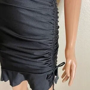 Dresses | Liz Sara Dress Body Con Mini Form Fitting Side Ruched Cowl ...